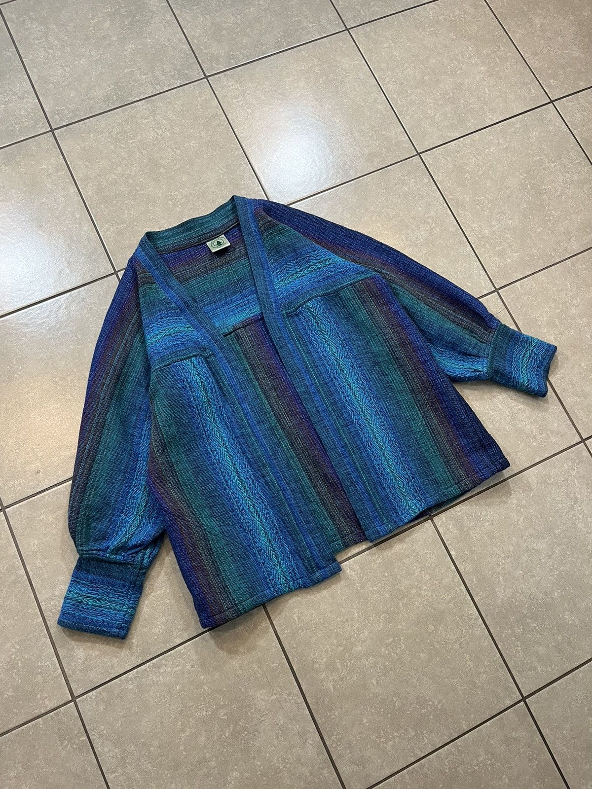 Vintage Vintage Green Tree Weaving Cardigan Blue Green | Grailed