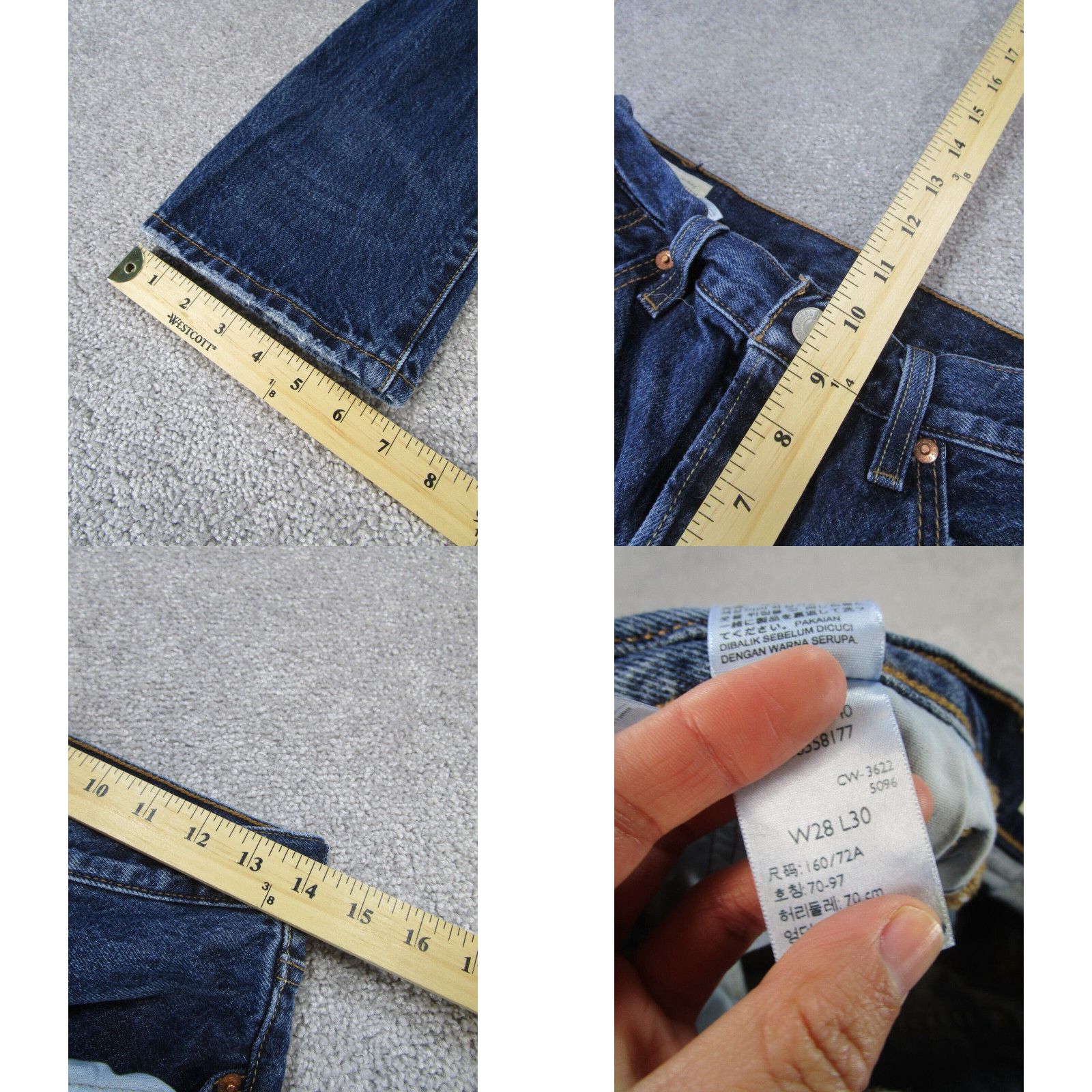 Levi's Levis 501 Jeans Mens 28 Dark Wash Denim Button Fly Original Fit ...