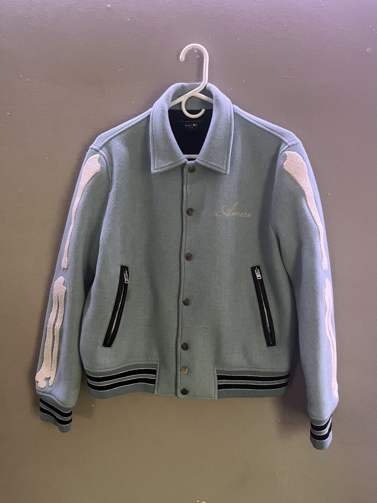 Amiri × Streetwear × Varsity Jacket Amiri varsity jacket(Baby blue ...