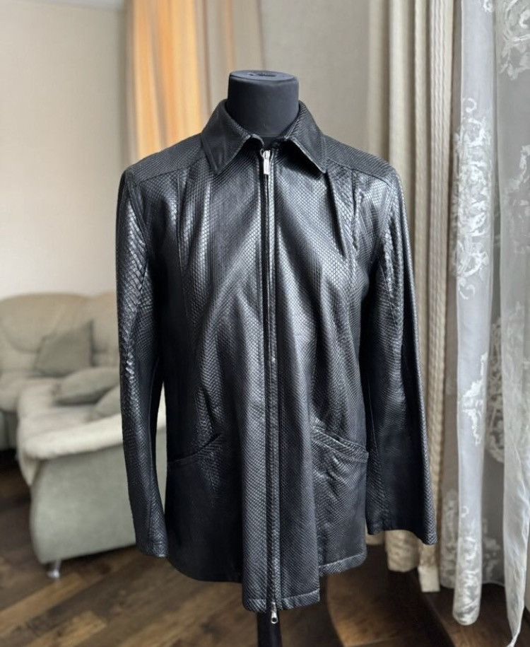 Brioni Brioni Leather Biker Python Effect Jacket | Grailed
