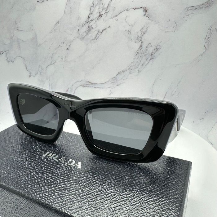 Prada Prada Sunglasses Black Silver Triangle Metal Plaque Logo | Grailed