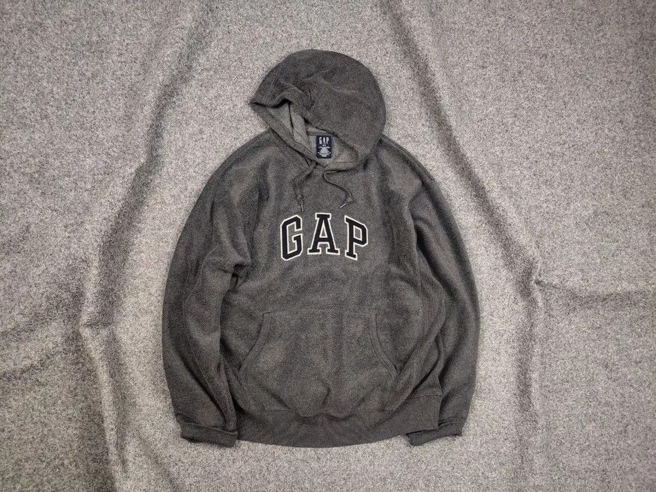 Gap × Streetwear × Vintage Vintage 90's Gap Usa Dark Gray Fleece Center Logo Hoodie | Grailed
