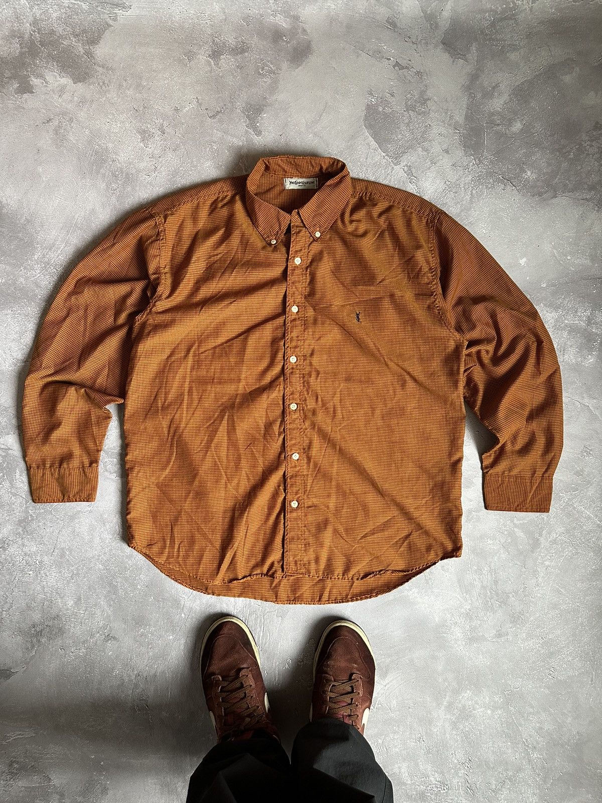 Vintage YSL Shirt Button Up Vintage 90s Orange Long Sleeve | Grailed