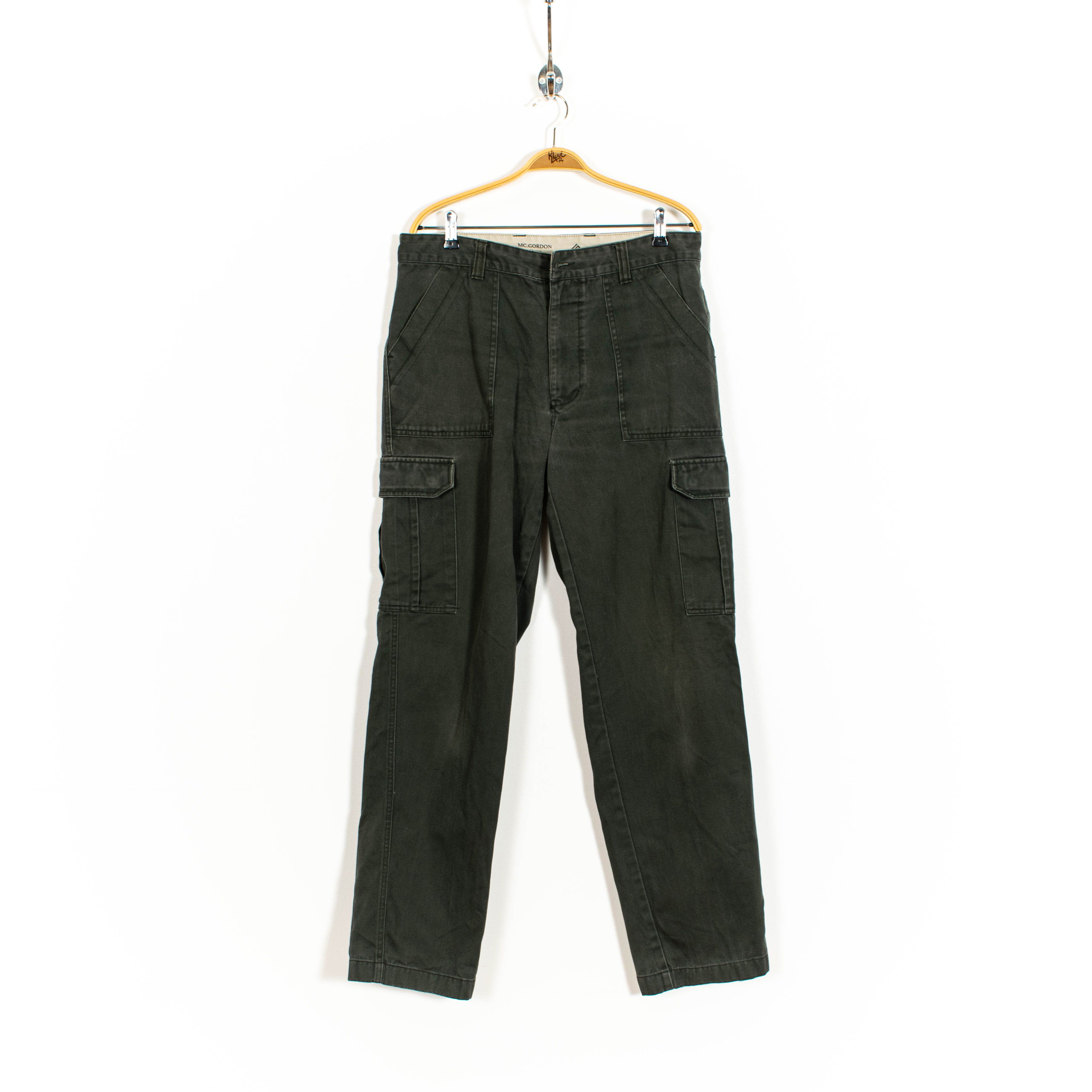 Vintage MC.Gordon Dark Green Zip Up Straight Fit Denim Cargo Pants ...