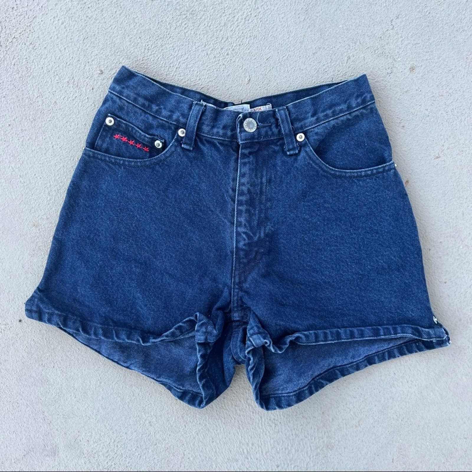 Vintage 90s GENERRA high-rise dark wash wedgie fit jean shorts | Grailed