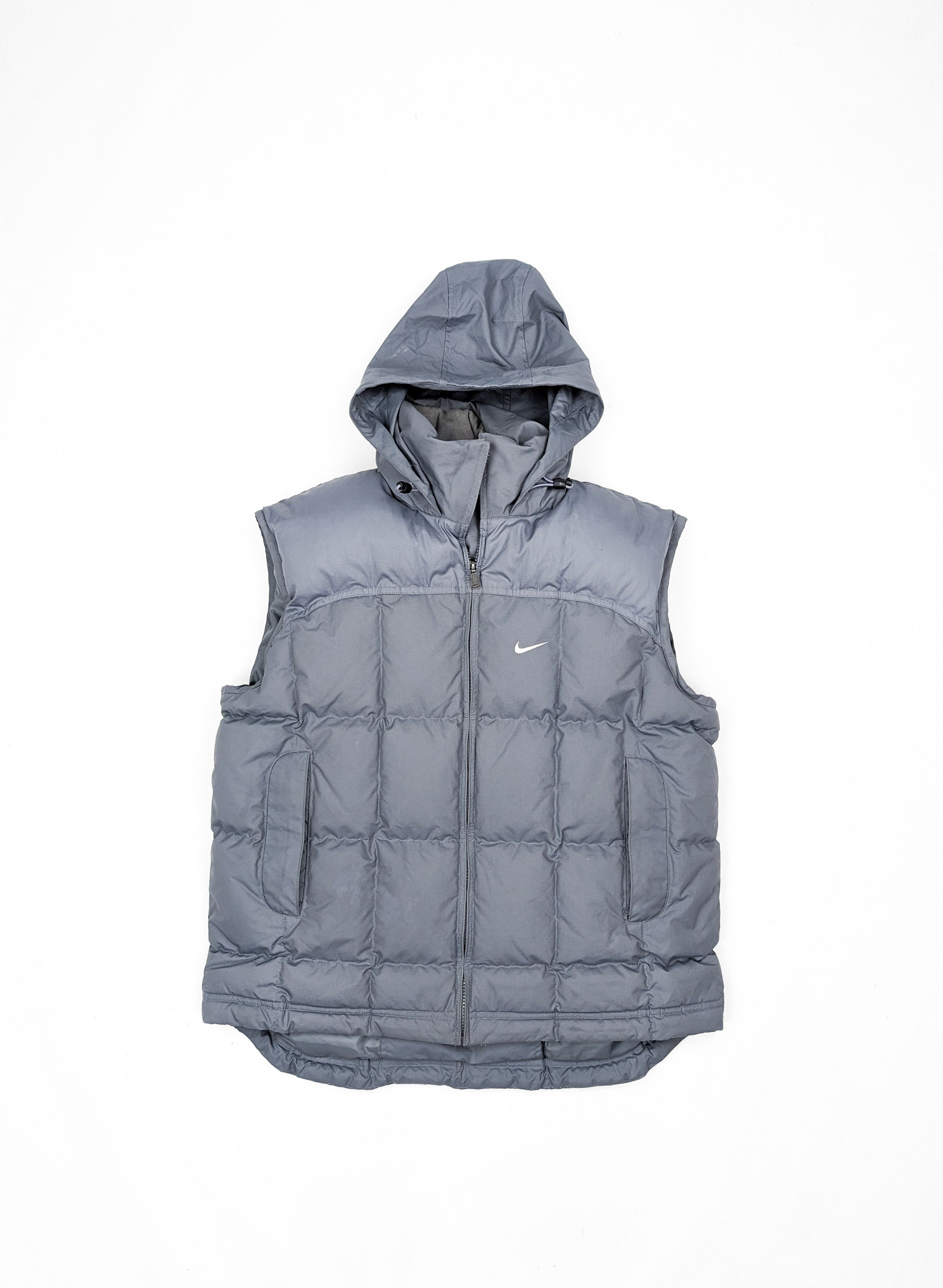 Nike Nike vintage grey hooded vest puffer down M | Grailed