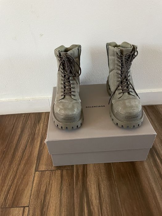 Balenciaga Balenciaga army green strike boots | Grailed