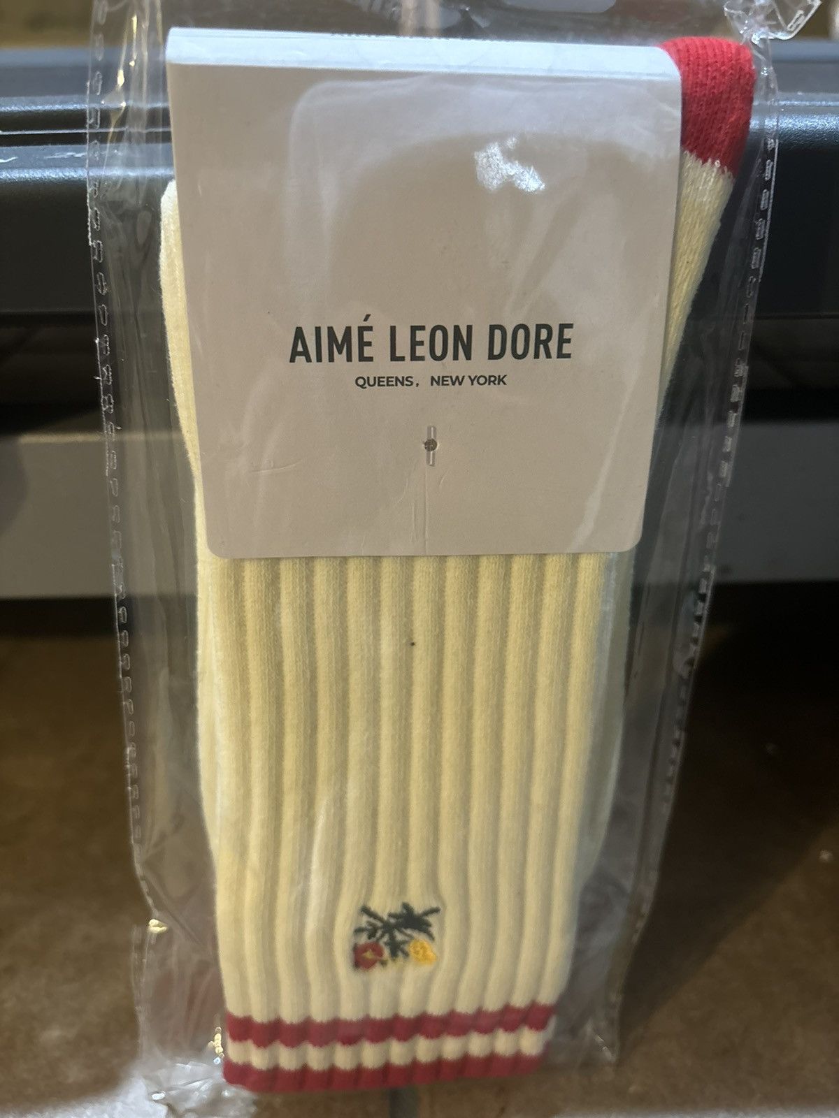 Aime Leon Dore Amie Leon Dore Striped Crest Emblem Socks Red/Natural ...