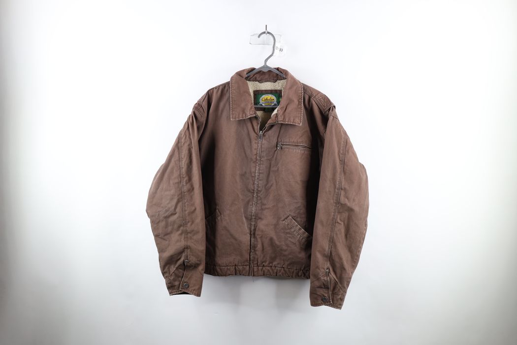 Vintage Vintage Cabelas Fleece Lined Canvas Bomber Jacket Brown | Grailed