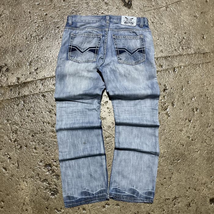 Vintage Crazy Y2K Affliction Style Flare Wide Leg Baggy Skater Jeans ...