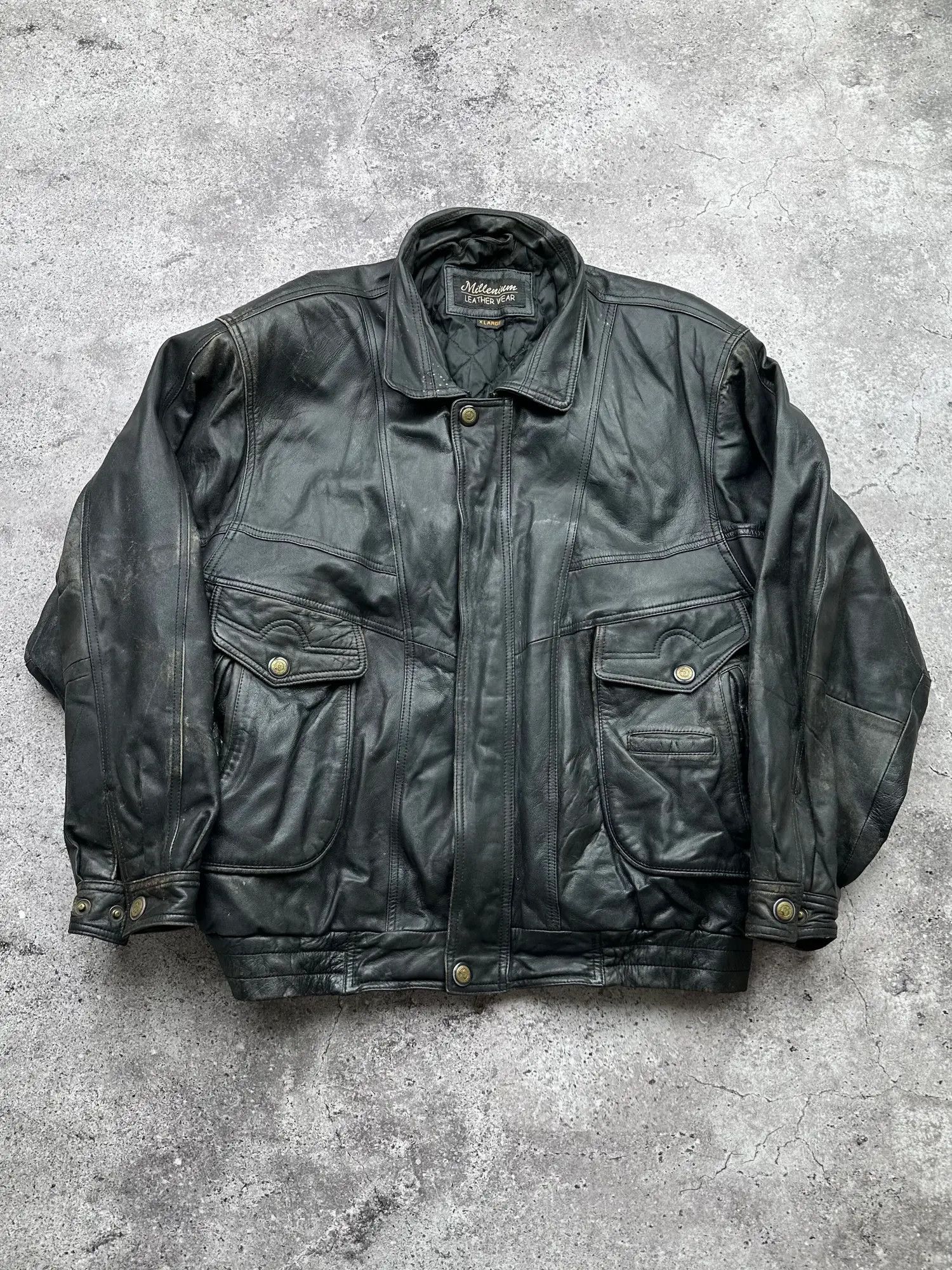 Genuine Leather × Leather Jacket × Vintage Vintage Faded Leather Jacket ...