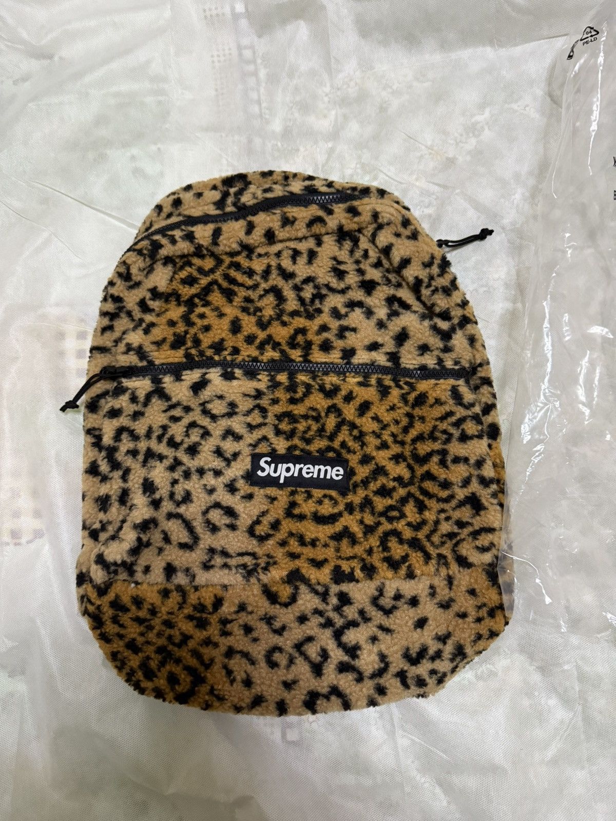 Supreme Supreme fw17 yellow leopard fleece backpack bag | Grailed