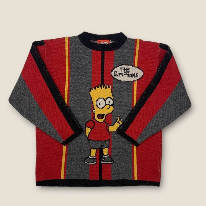 Vintage RARE The Simpsons Bart striped multicolor knited sweater 90s ...