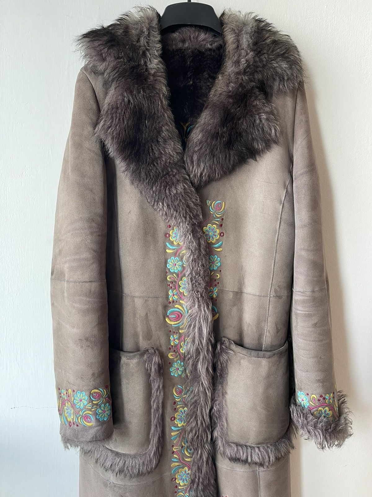 Escada Sport Embroidered sheepskin coat | Grailed