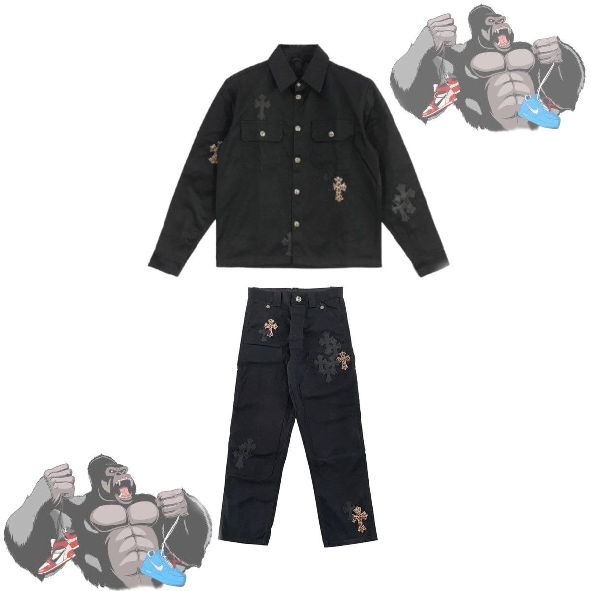 Chrome Hearts Chrome Hearts Black Cheetah Cross Patch Work Dog ...