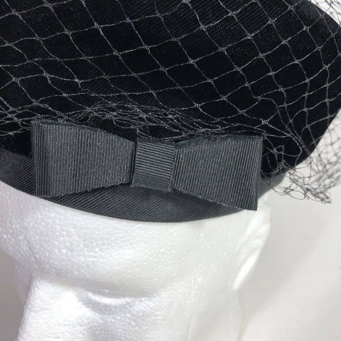 Vintage Vintage Black Velvet Pillbox Hat Bow Ribbon Netting 1950s | Grailed