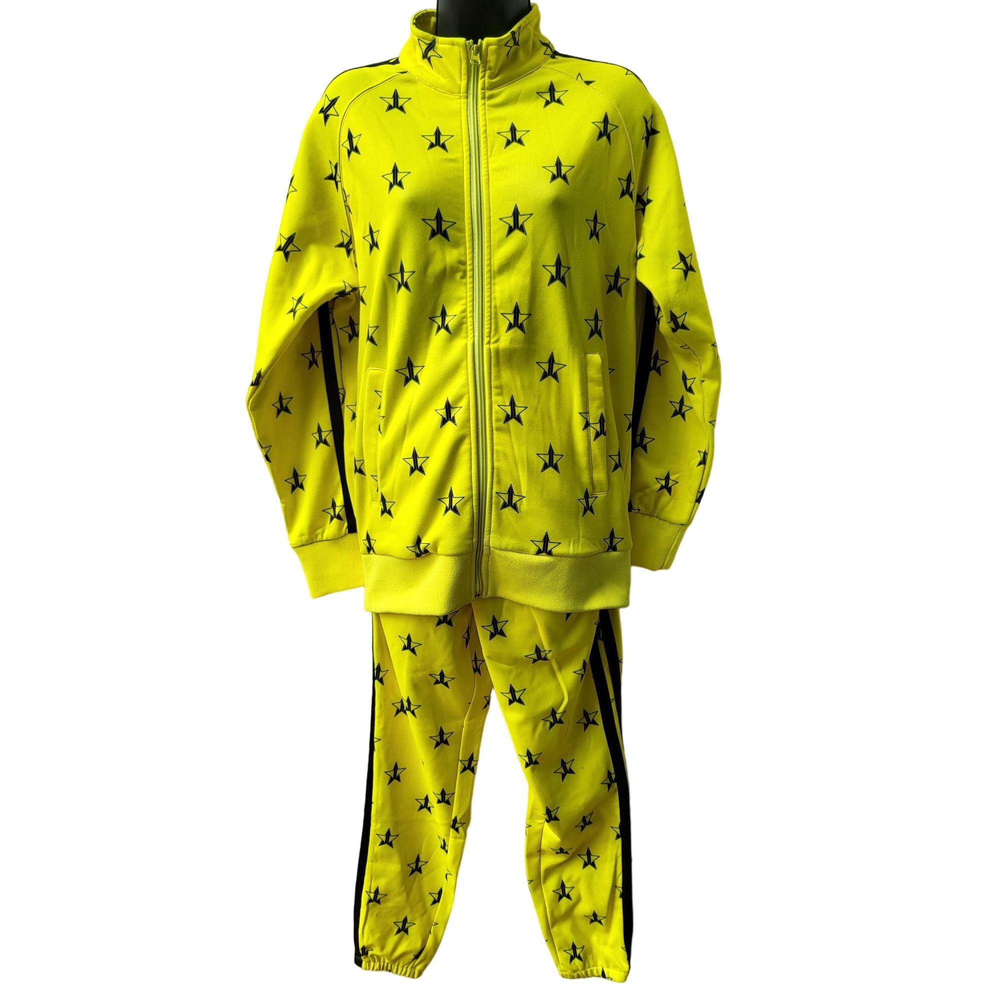 Designer Jeffrey Star Track Suit Women Sz S Yellow Black Full Zip Geo ...
