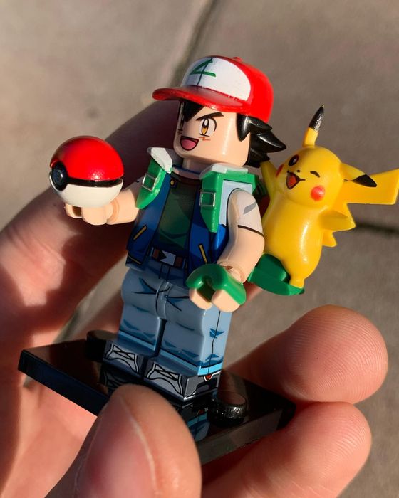 Custom Pokemon Ash Pikachu custom Lego anime minifigure | Grailed