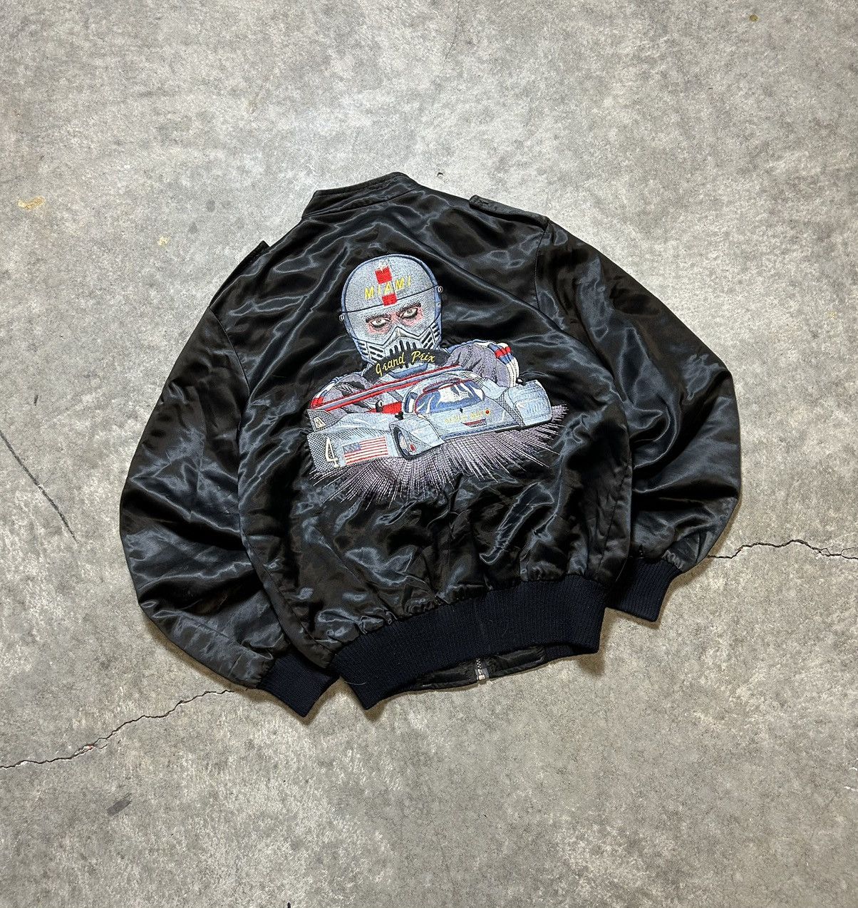 Vintage Vintage F1 Miami Grand Prix satin bomber jacket black | Grailed