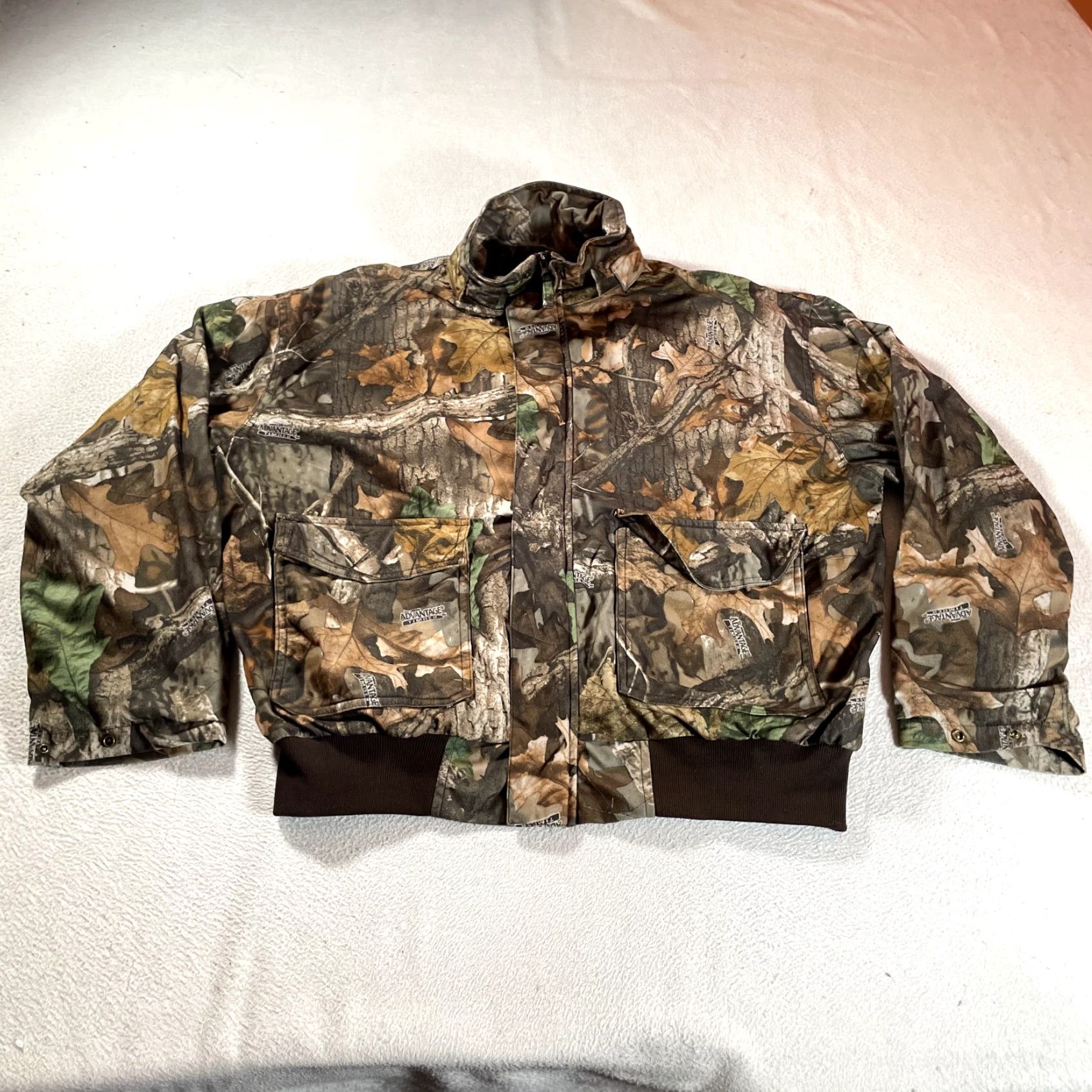 Vintage Extra Large Brown Mens Lined Camouflage Mock Neck Coat Camo ...