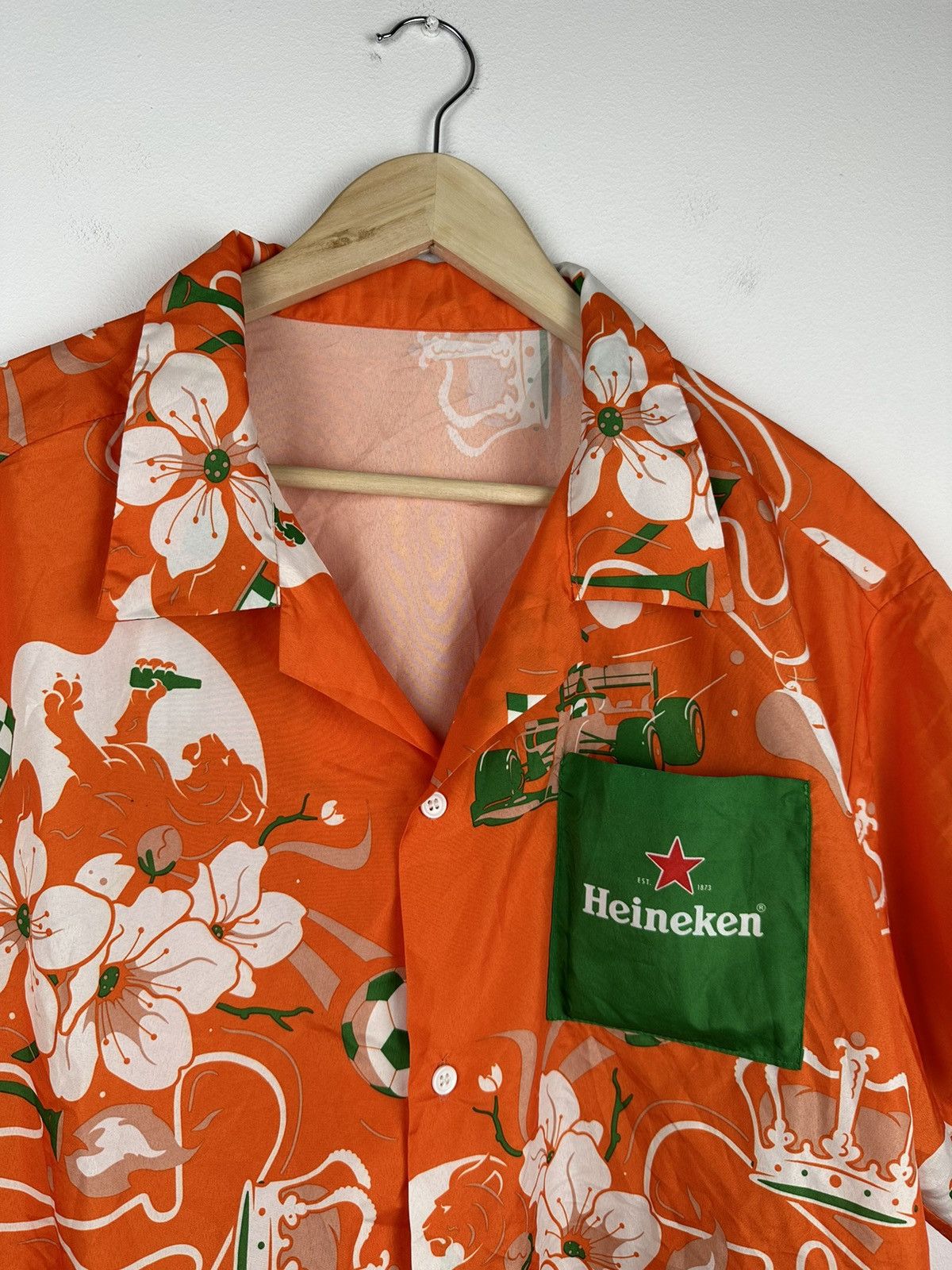 Vintage Heineken Beer Hawaiian Orange Floral Shirt Short Sleeve | Grailed