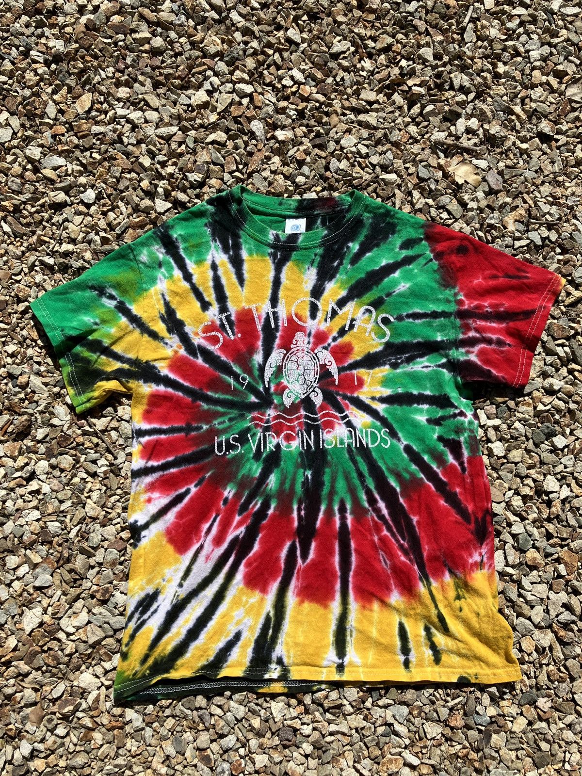 Vacation × Vintage Vintage St. Thomas Virgin Islands Rasta Tie Dye Tee ...