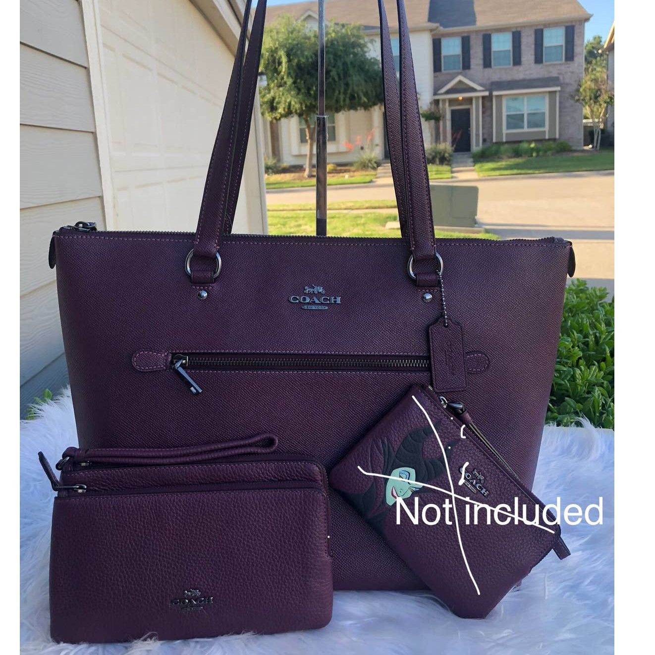 Coach New Coach Gallery Tote BOYSENBERRY And Doble Zip Wallet Set | Grailed