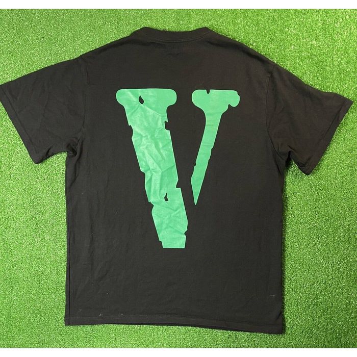 Vlone Vlone Big Logo Jet Black Small Cotton Shirt White Green | Grailed