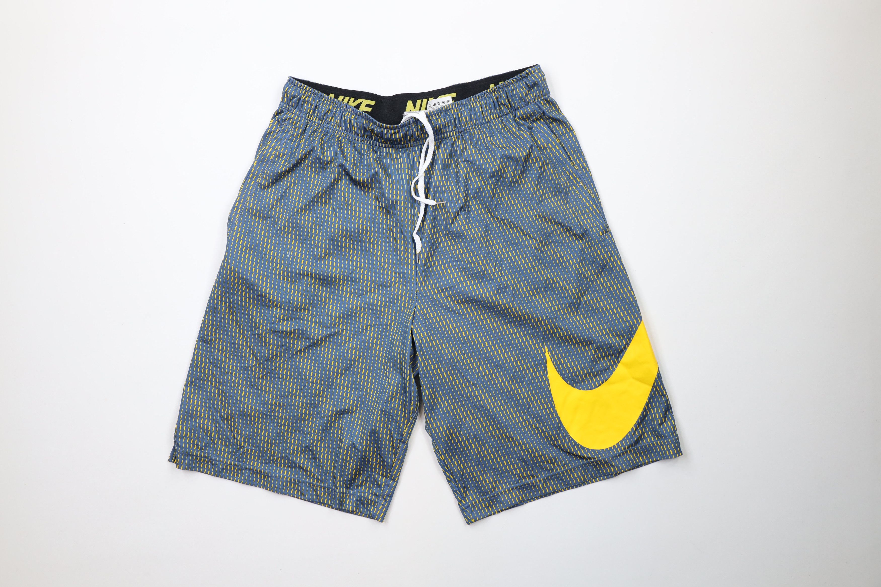 Nike × Vintage Nike Big Swoosh Logo Gym Basketball Shorts Polyester ...