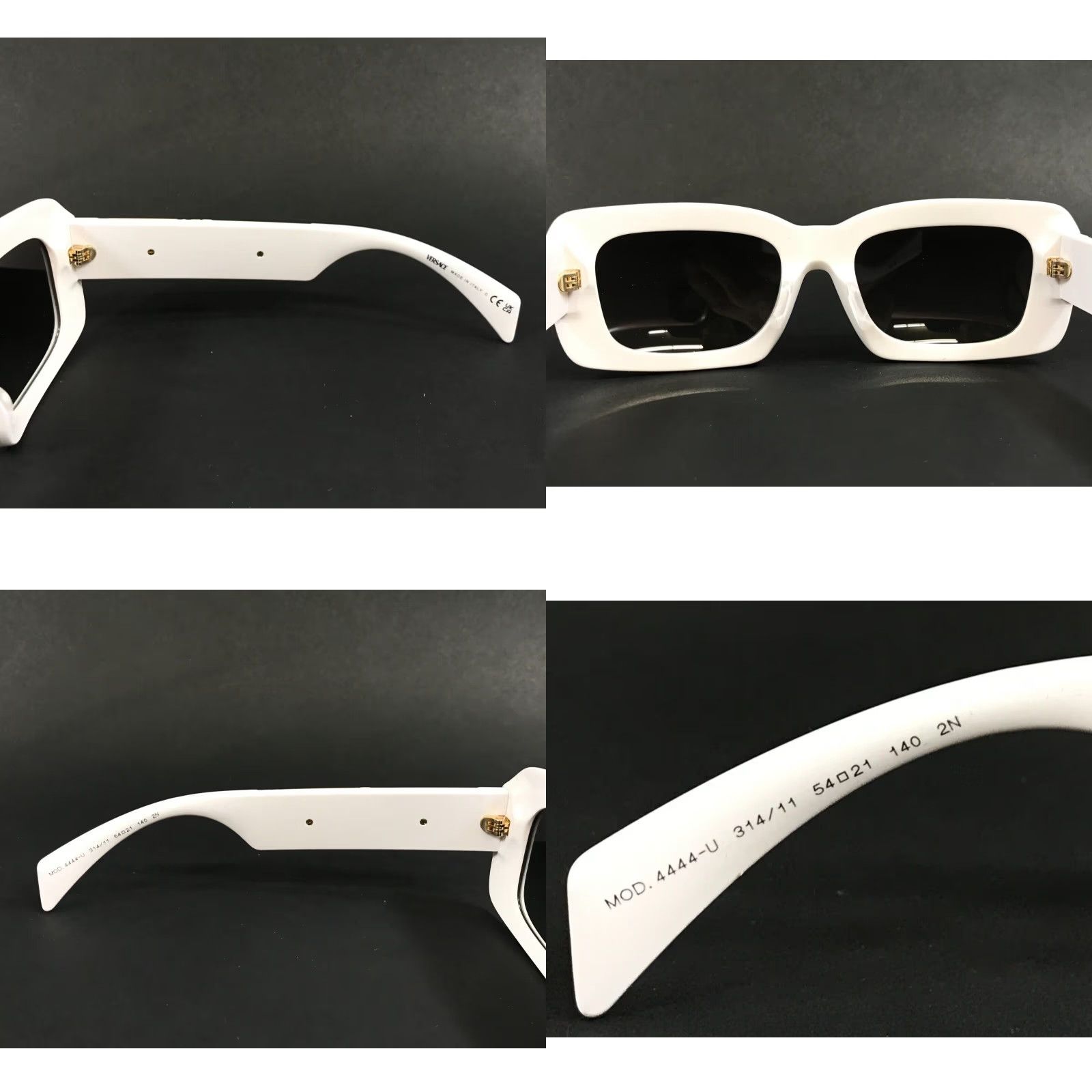 Versace Thick White Gold Frames with Gray Lenses on Luxurious Versace ...