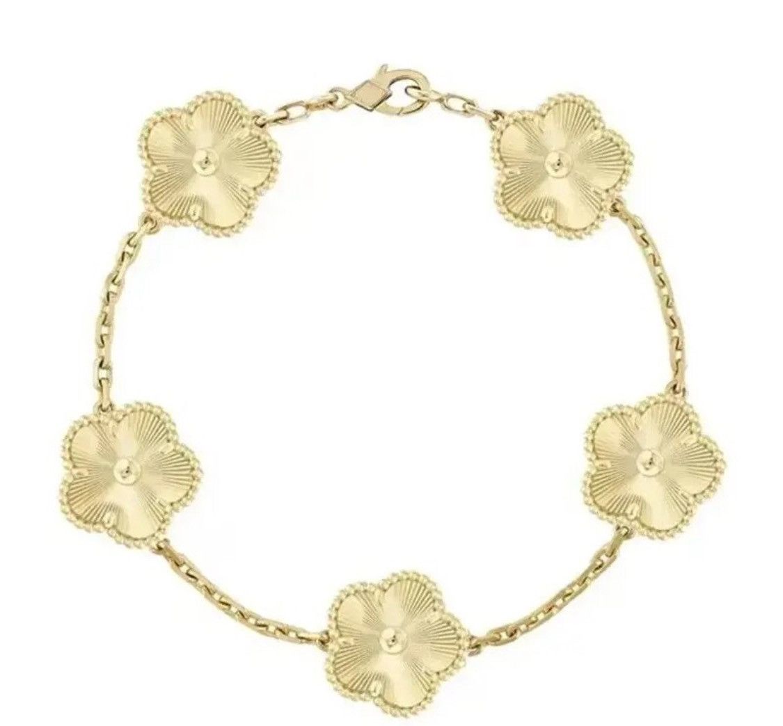 Van Cleef & Arpels Van Cleef Stainless Steel Bracelet, 18k Gold Color ...