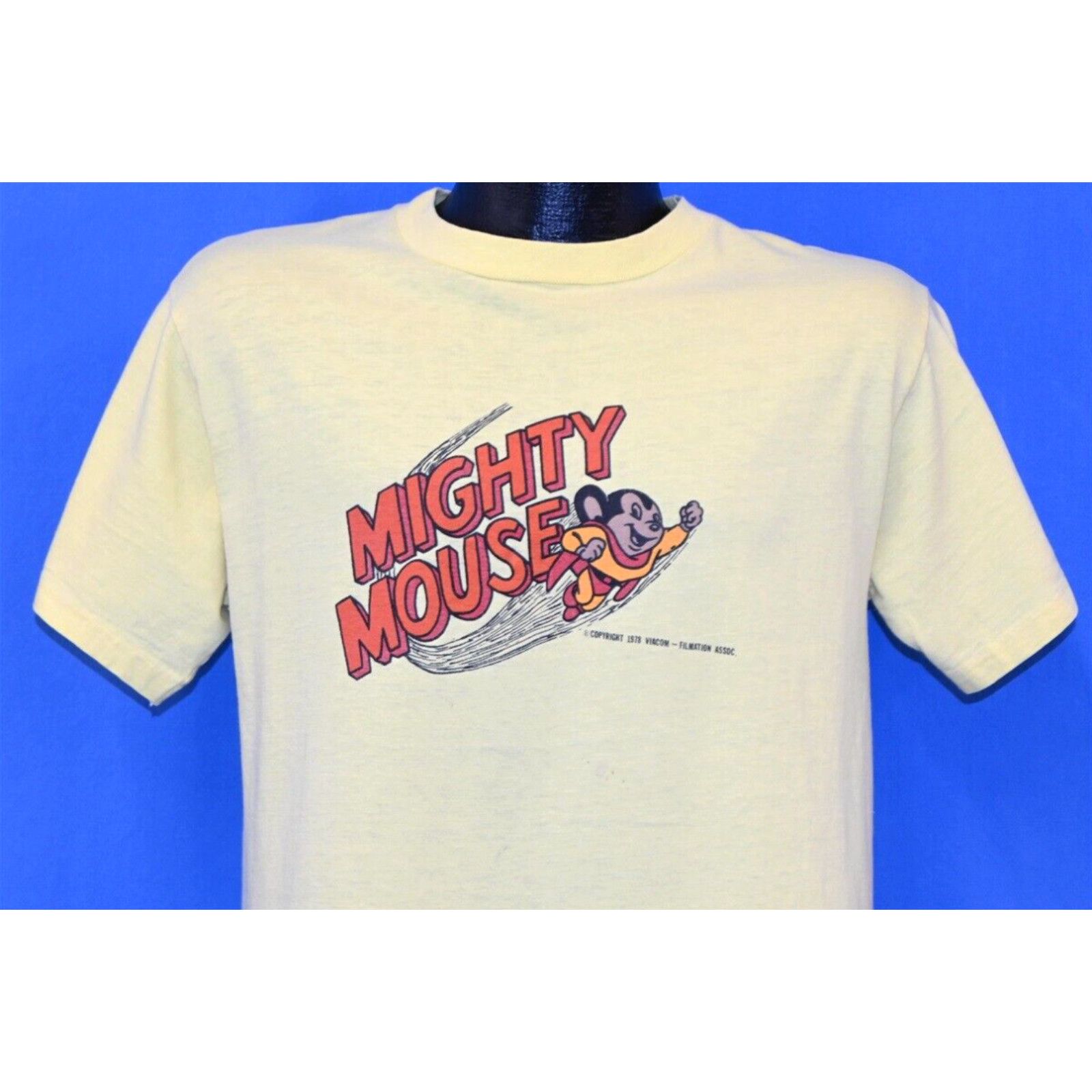 Hanes vintage 70s ADVENTURES OF MIGHTY MOUSE SUPERHERO CARTOON t-shirt ...