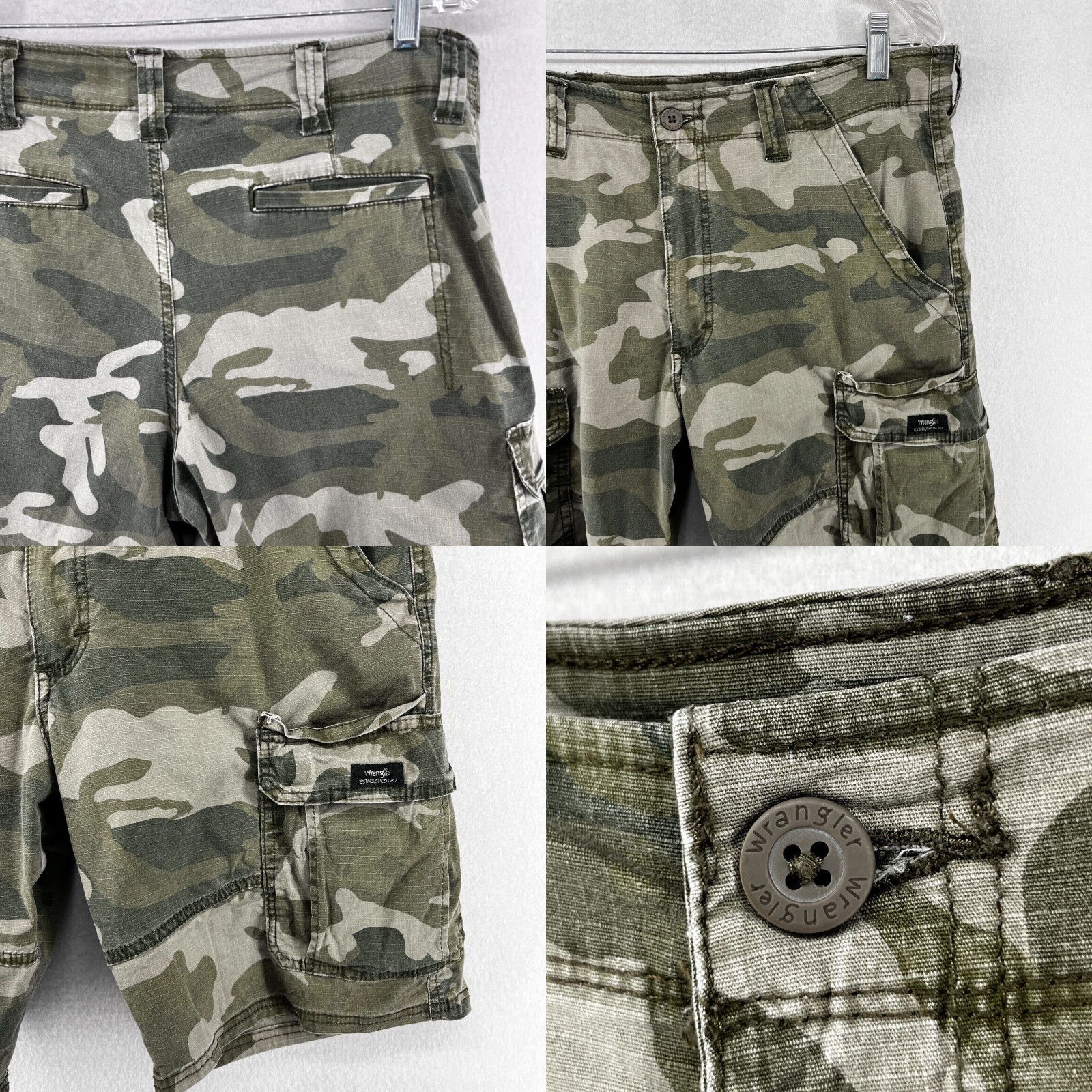 Wrangler WRANGLER Shorts Mens 34 Camo Cargo 9" Relaxed Fit Ripstop ...