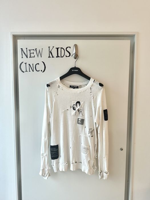Raf Simons Raf simons Aw 2001 “Riot Riot Riot” patches crewneck | Grailed