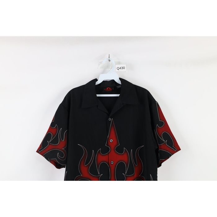 Vintage Vintage 90s Streetwear Tribal Fire Flames Button Shirt | Grailed