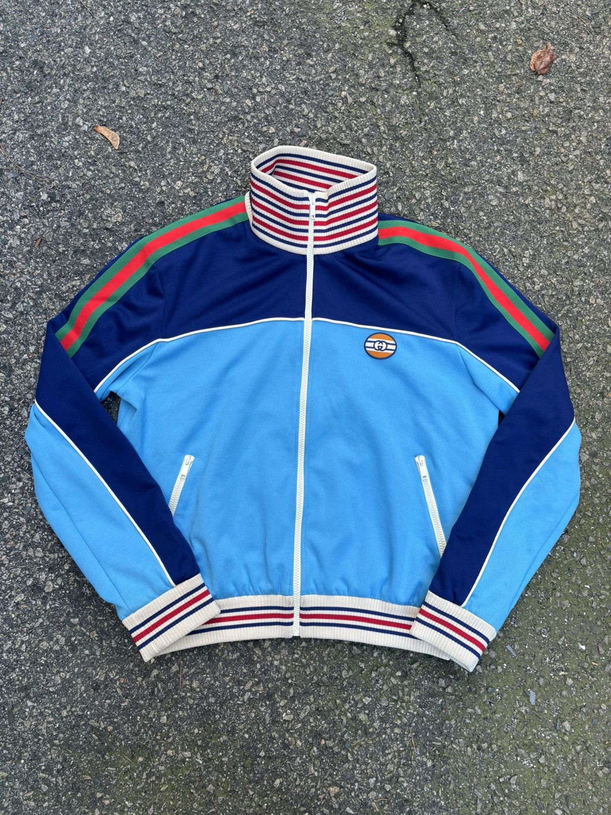 Gucci $1700 Blue GG Colorblock Track Jacket | Grailed