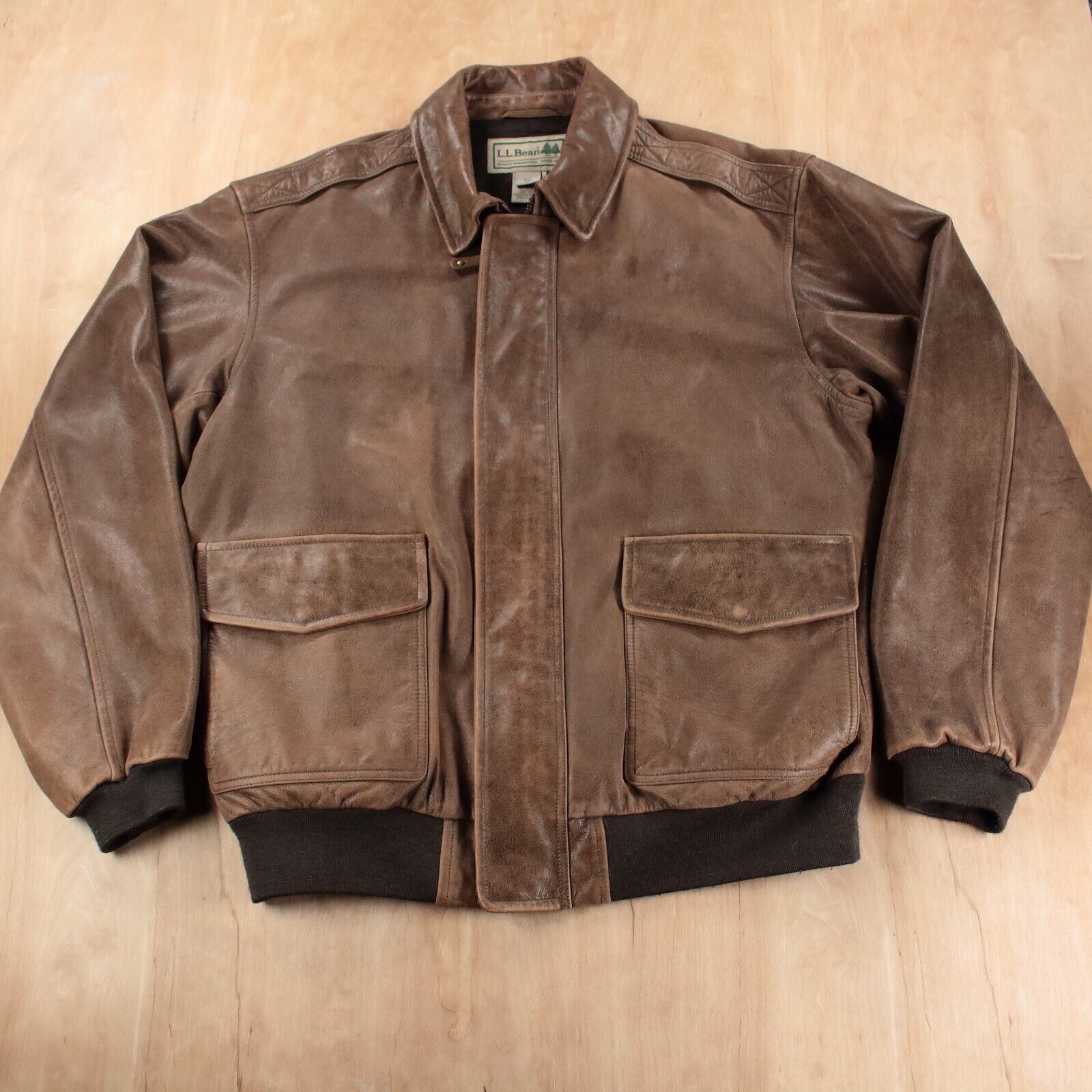 Vintage LL BEAN Flying Tiger A-2 brown goatskin leather flight bomber ...