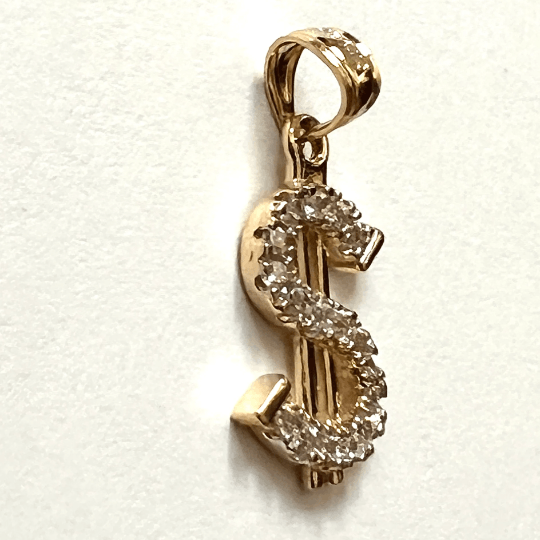 Handmade 14k Solid Gold Pendant | Dollar sign charm | Birthday gift ...