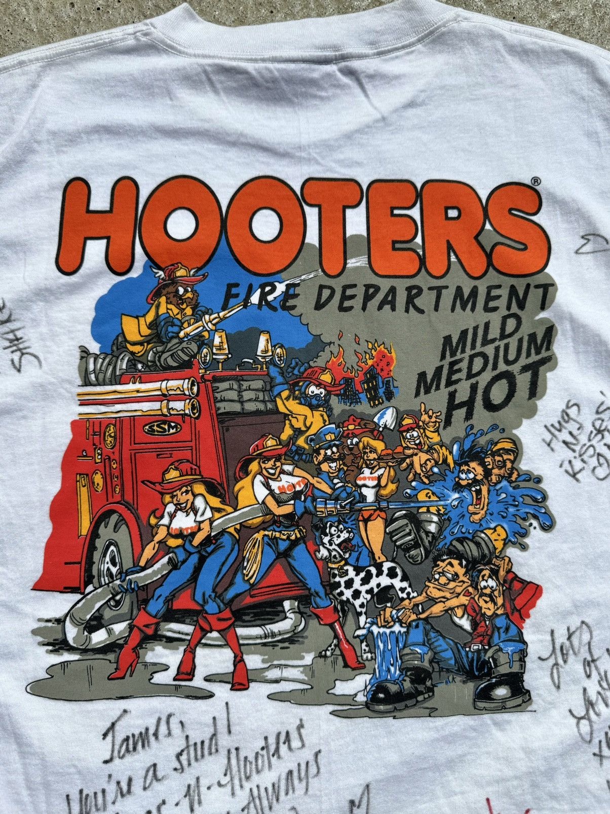 Streetwear × Vintage Vintage 90’s Hooters Fire Dept. Humor T-Shirt ...