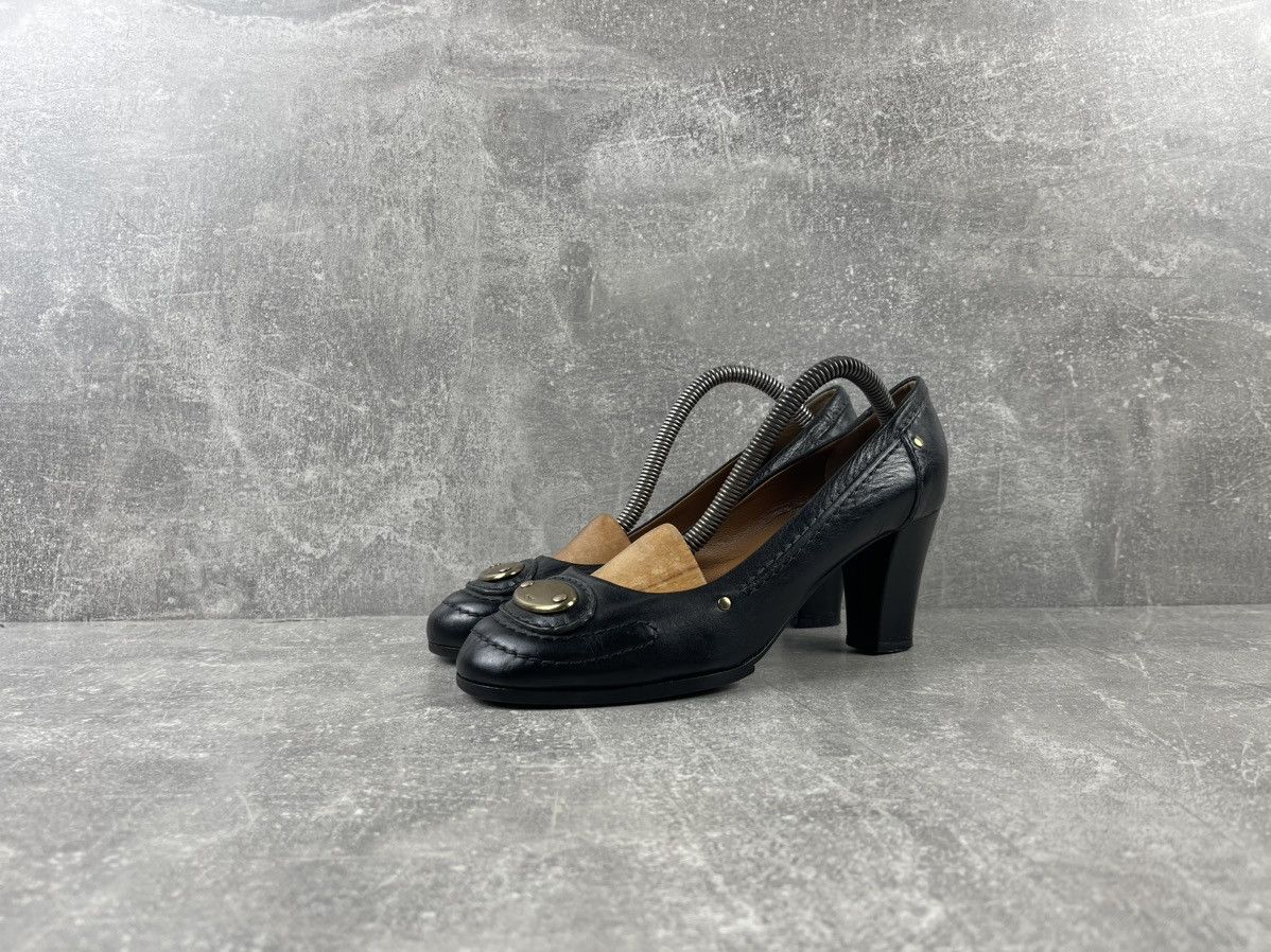 Chloe × Luxury × Vintage Chloe Black Formal Logo Opium Leather Heels ...