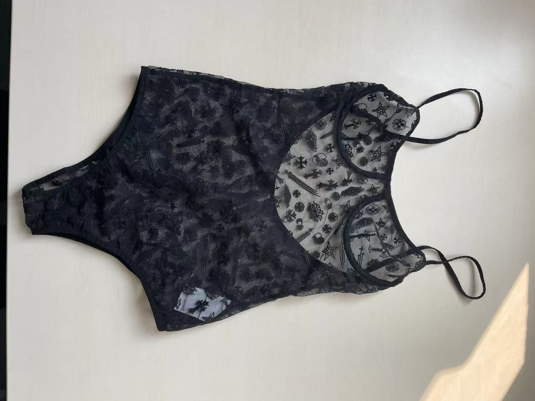 Chrome Hearts Chrome Hearts Intimates LACE TEDDY Embroidered Underwear ...