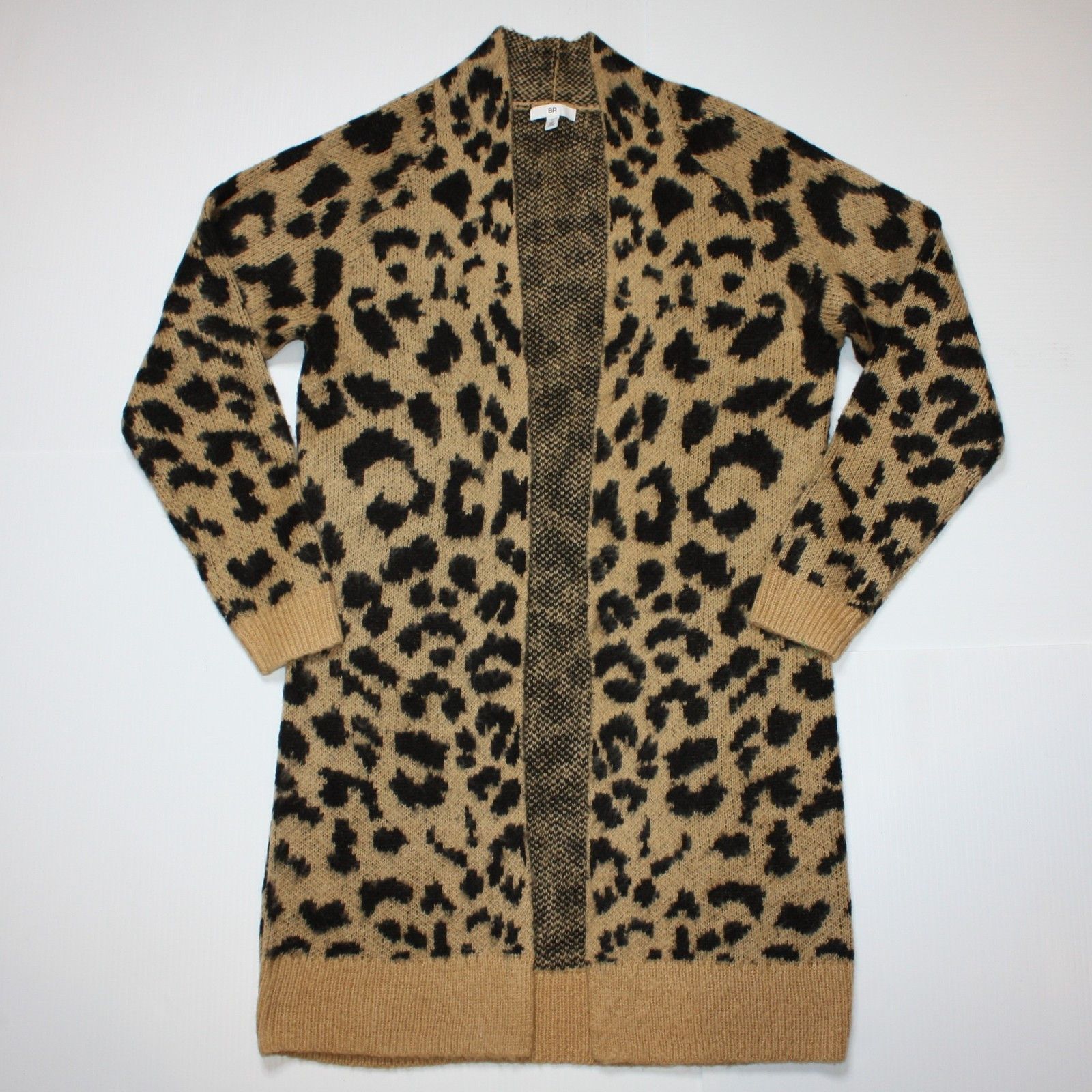 BP. Long Leopard Print Cardigan Open Front Duster Sweater size M | Grailed