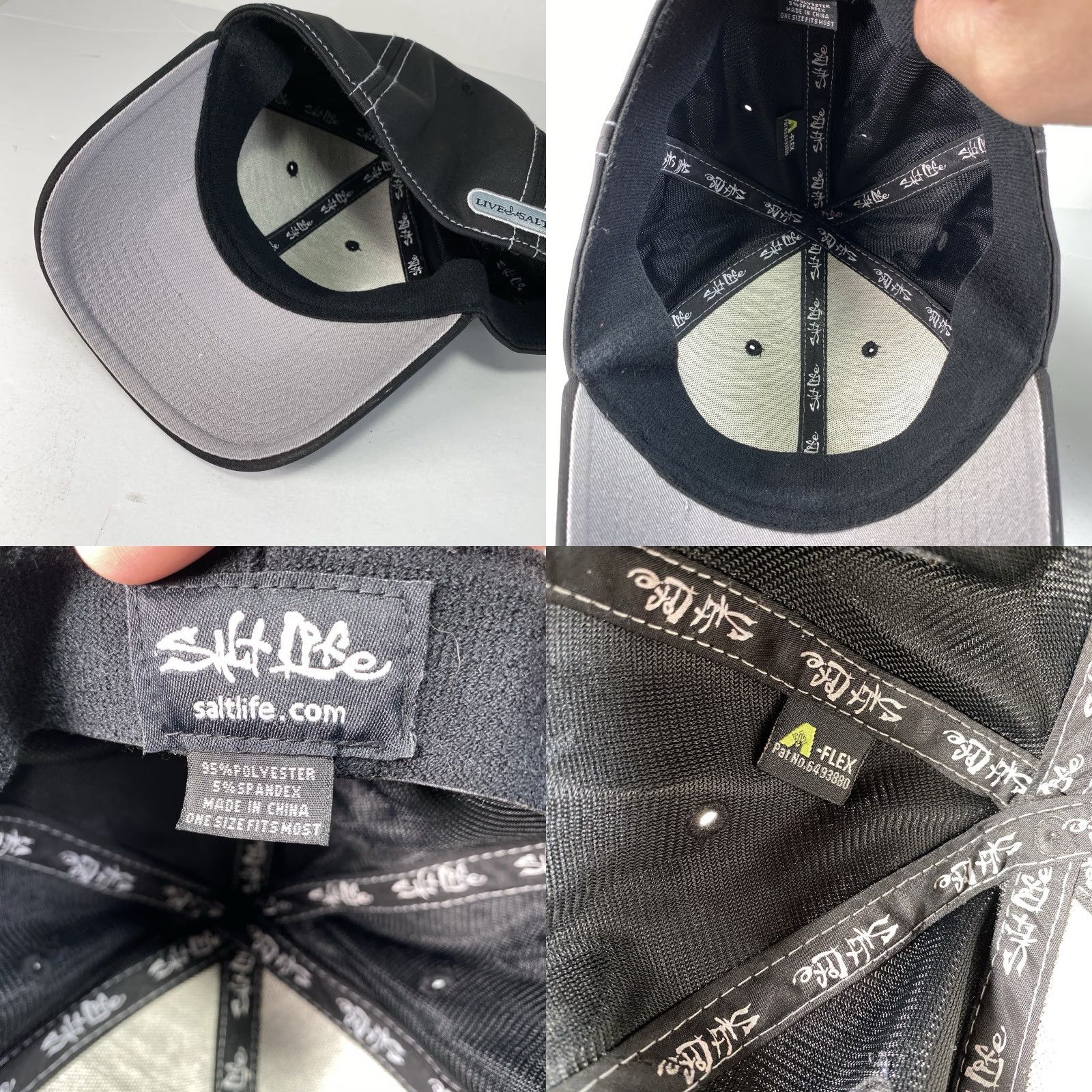Vintage SALT LIFE Baseball Cap Mens One Size Stretch Black Logo Outdoor ...