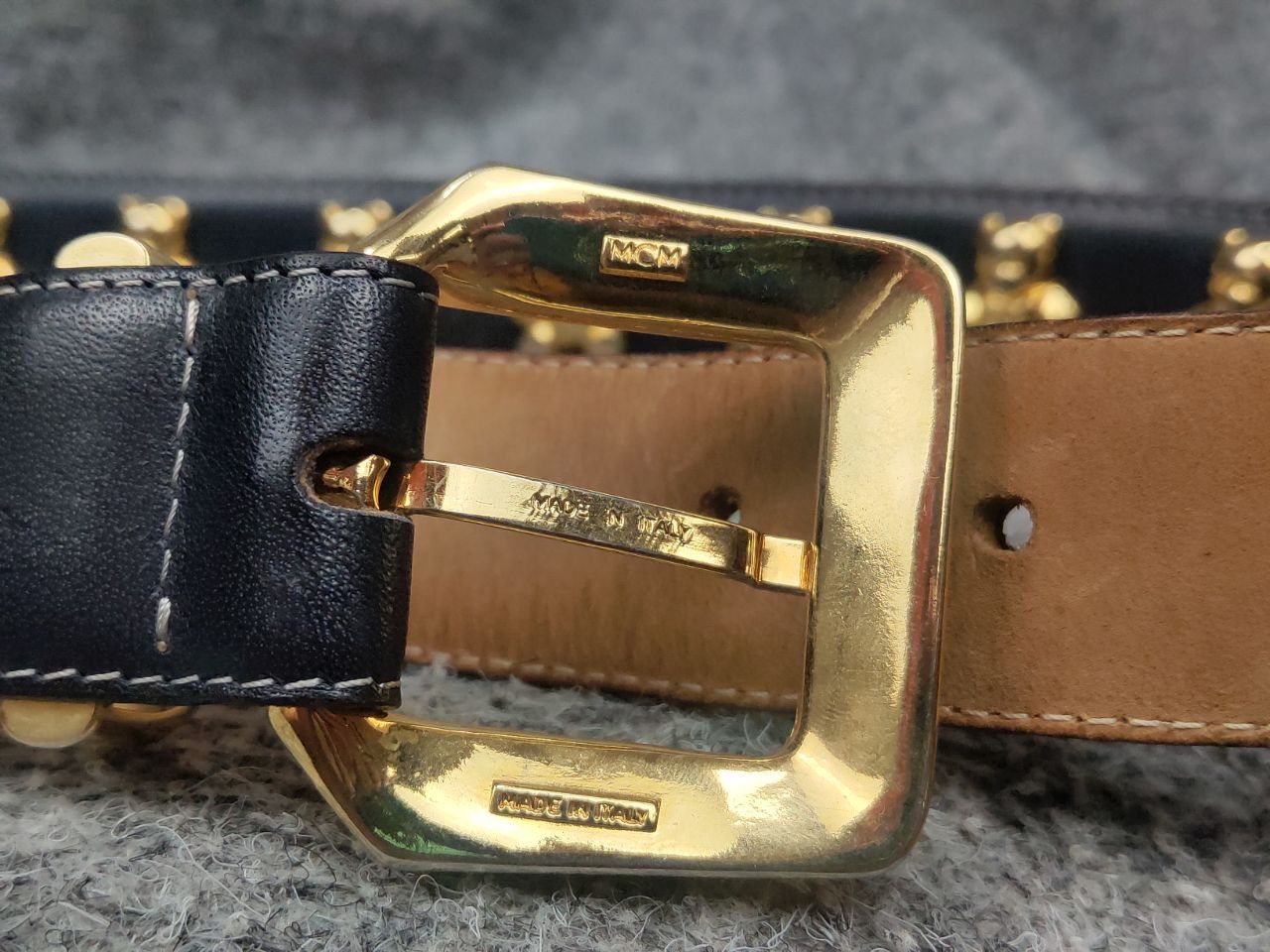 Designer × Luxury × MCM MCM x Duca Milano dark blue leather belt with ...