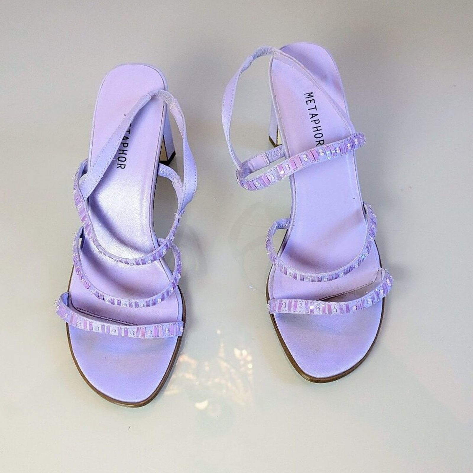 Vintage Metaphor Y2K Vintage Strappy Heel Sandals Iridescent Sequin ...