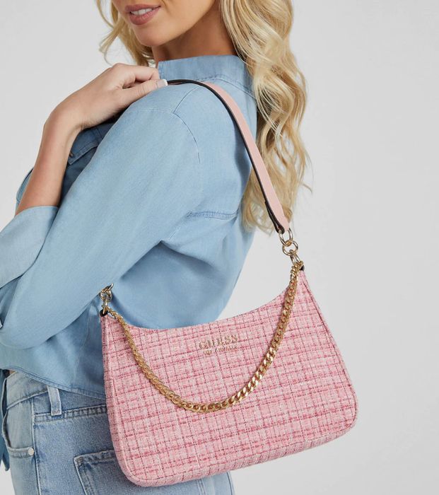 Guess Curtin Top-Zip Tweed Shoulder Bag | Grailed