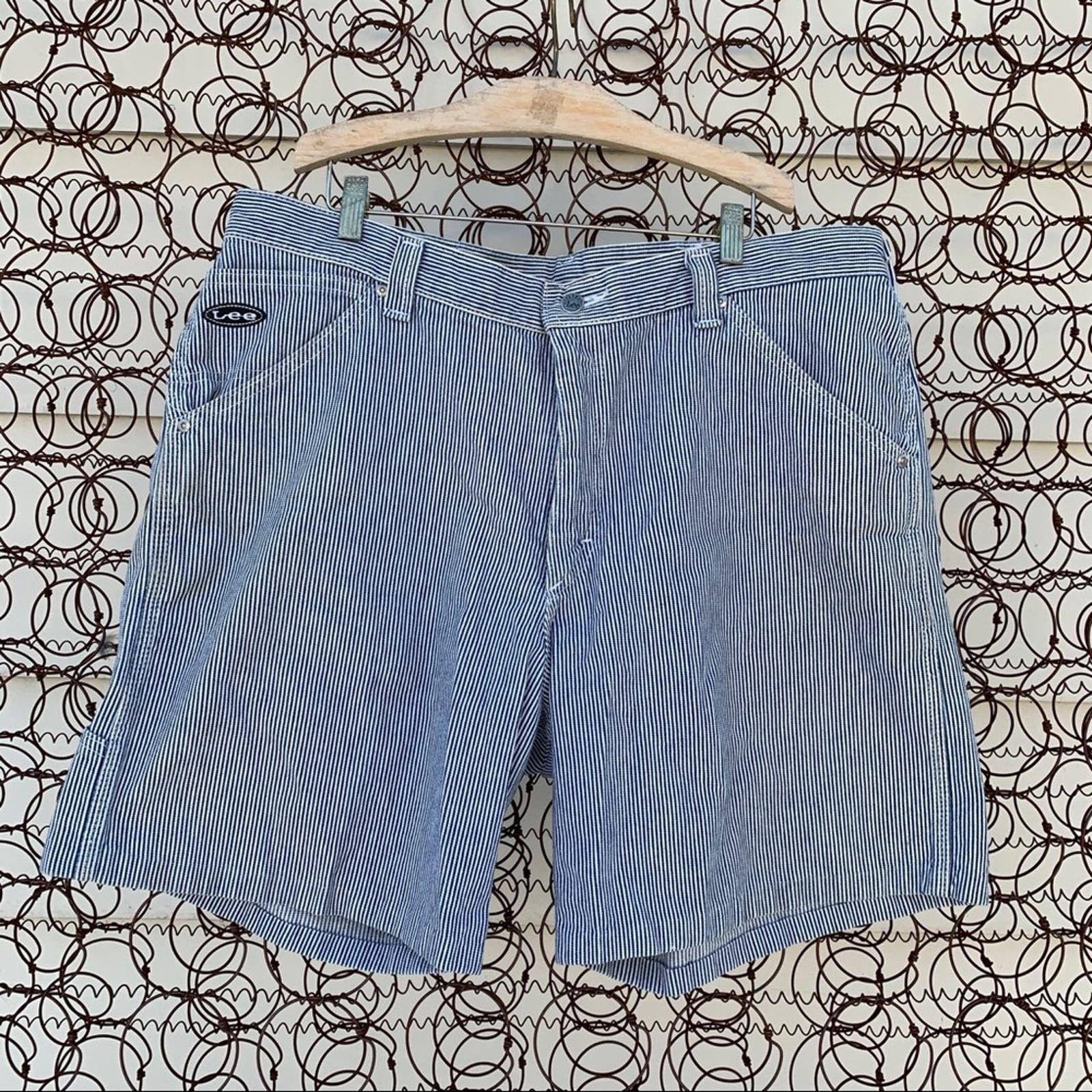Lee Vintage Lee railroad stripe denim jean shorts | Grailed
