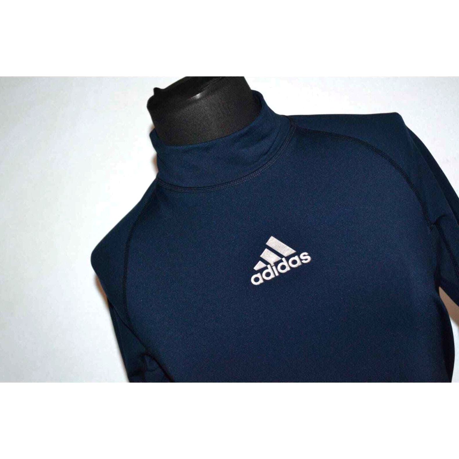 Adidas 26408 Adidas Gym Shirt Mock Turtleneck Blue Polyester Size Small ...