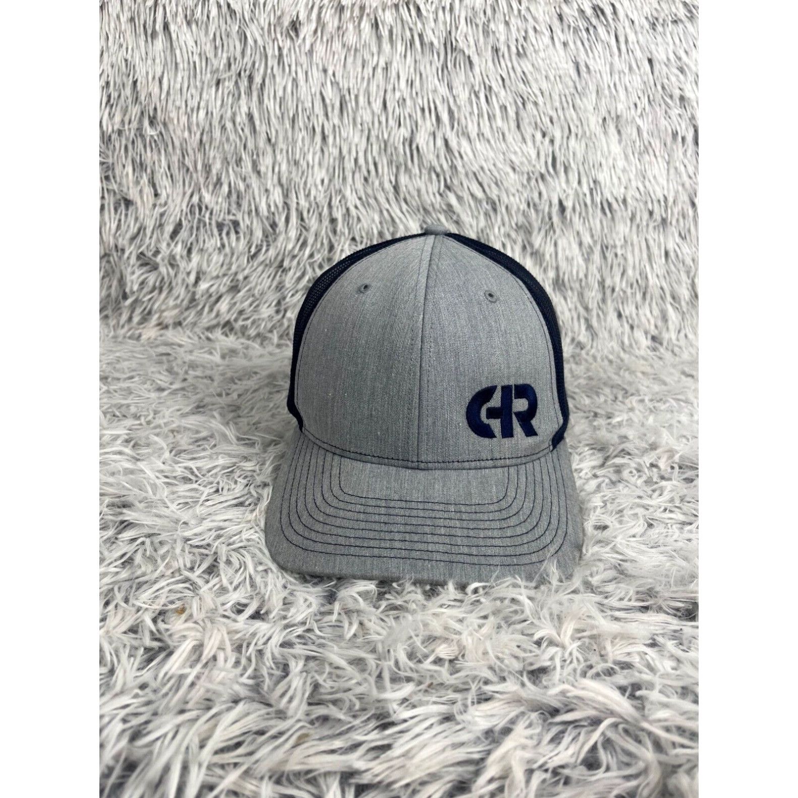 Vintage CR Trucker Hat Gray Navy Blue Mesh Adjustable Richardson ...