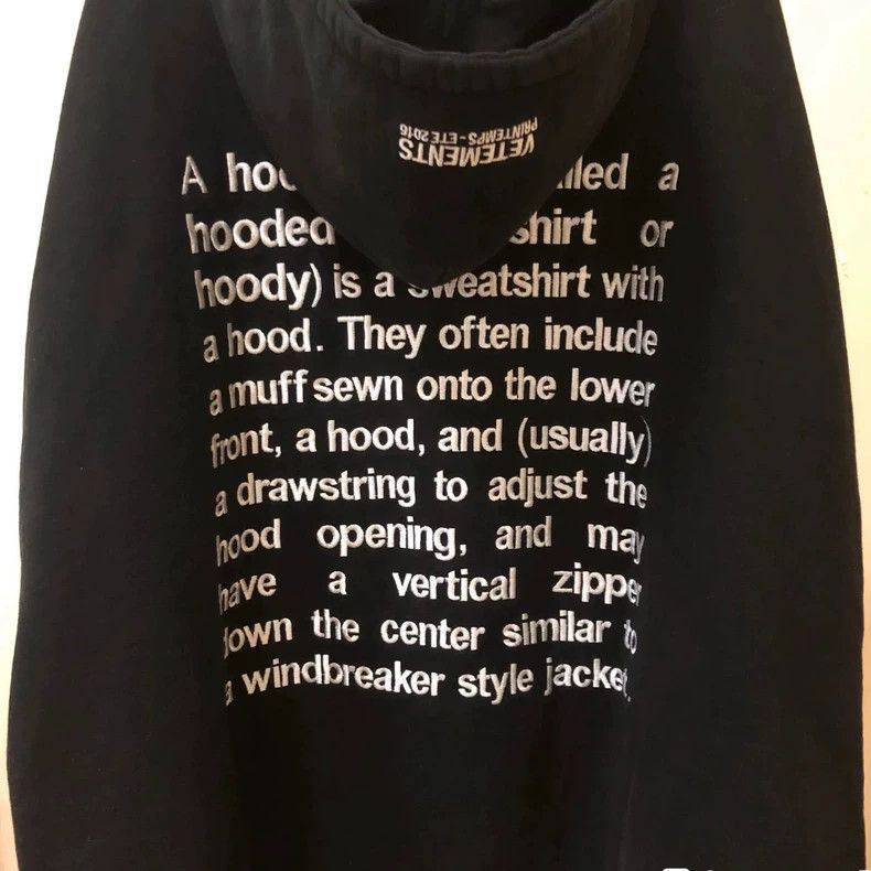 Vetements Vetements Original 16 year Definition Hood instruction hoo ...
